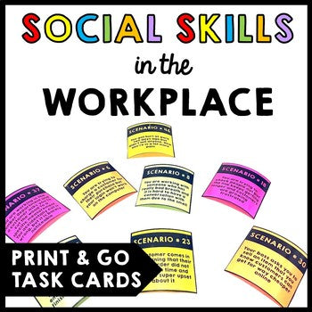 Life Skills - Workplace Social Skills - Task Cards - Vocational - Tran ...